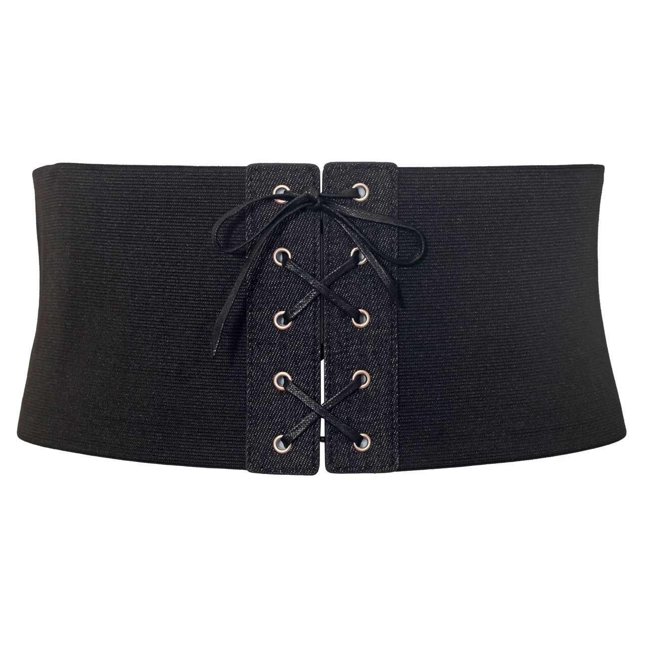Plus Size Corset Style Wide Elastic Belt Black Denim