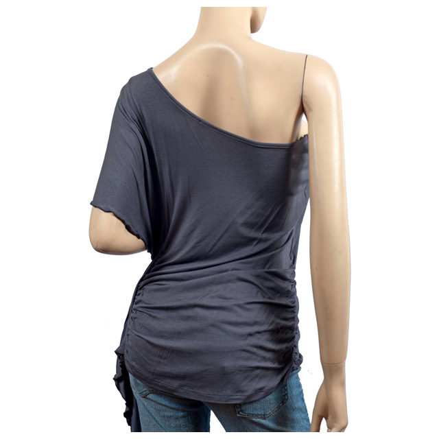 Sexy Gray One Shoulder Plus Size Tunic Top Evogues Apparel