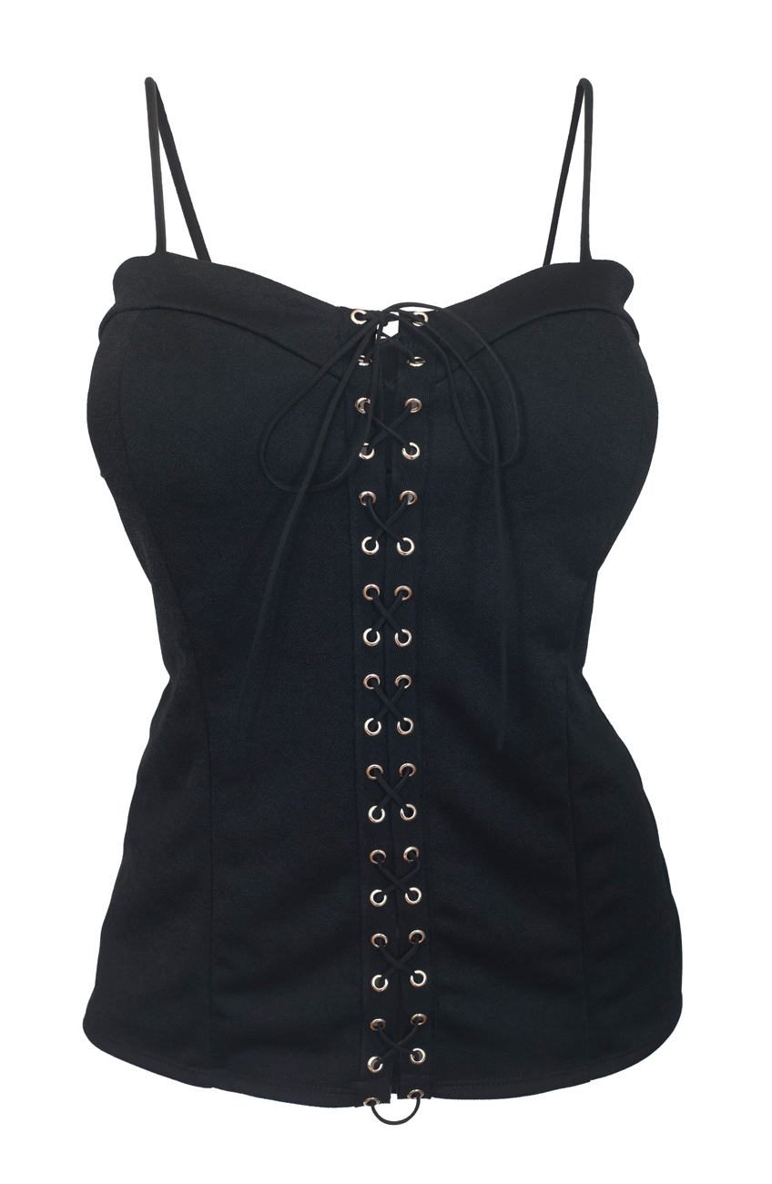 Womens Lace Up Sleeveless Top Black
